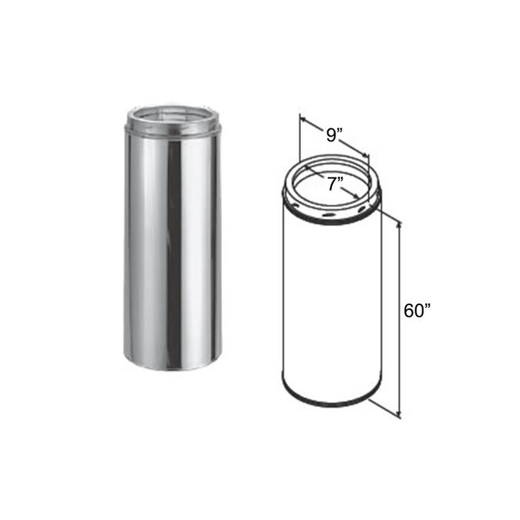DuraVent 7DT-60SSCF 7-Inch x 60-Inch DuraTech Stainless Steel Chimney Pipe